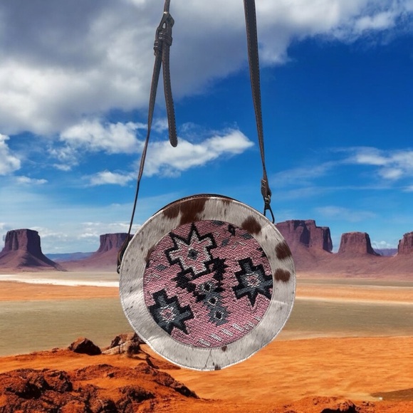 Myra Bag | Bags | Myra Round Boho Pink Patterned With Cowhide Crossbody ...